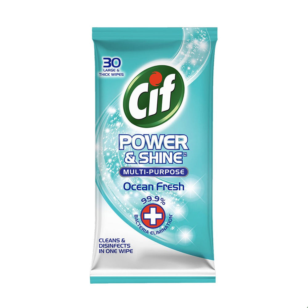 Cif Power & Shine Multi-Purpose Antibacterial Wipes 30 Count - Ocean F ...